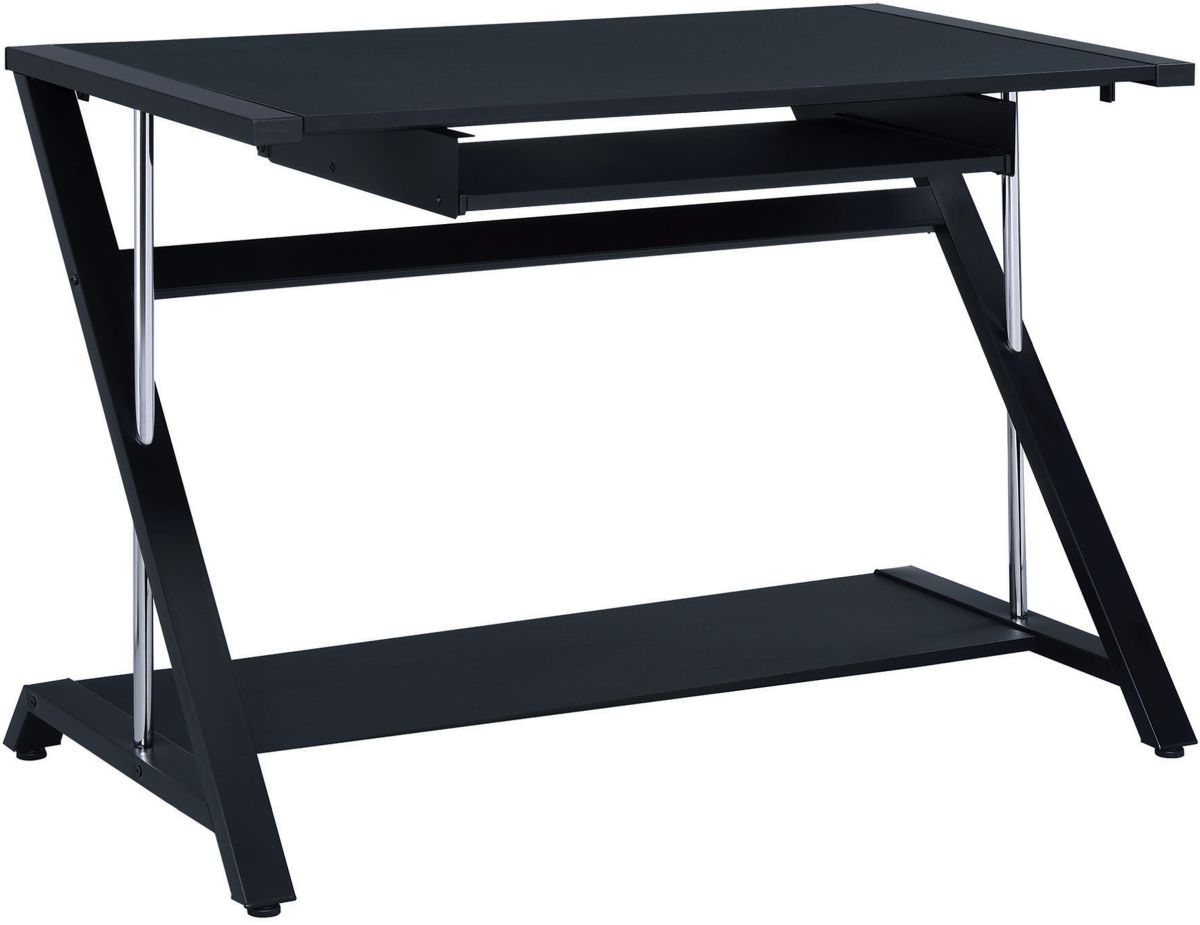 Coaster 800436 black glass top computer desk with two storage drawers store