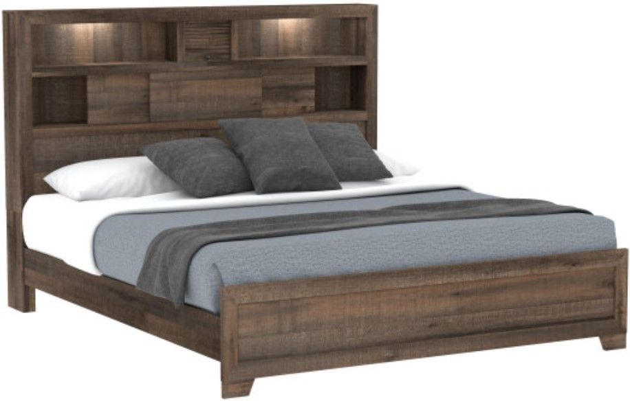 Emerald Home Peyton Brown Penny King Bookcase Bed | Lacks Furniture ...