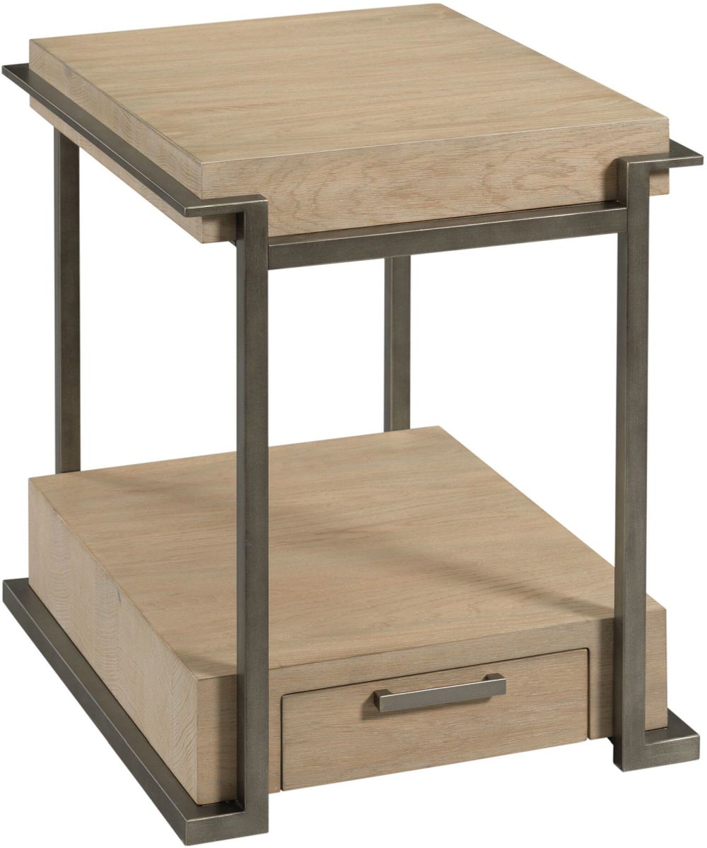 Hammary Huron Blonde Oak End Table with Antique Brass Frame Store For Homes Furniture Flooring Newton IA