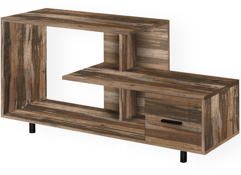 Monarch Specialties Inc. Black/Brown Recovered Wood-Look TV Stand ...