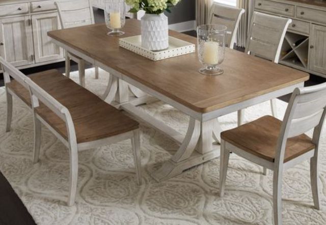 Liberty Furniture Farmhouse Reimagined 6-Piece Two-Tone Trestle Table ...