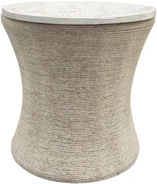 Crestview Collection Key Largo White End Table with Tan Base | Big ...