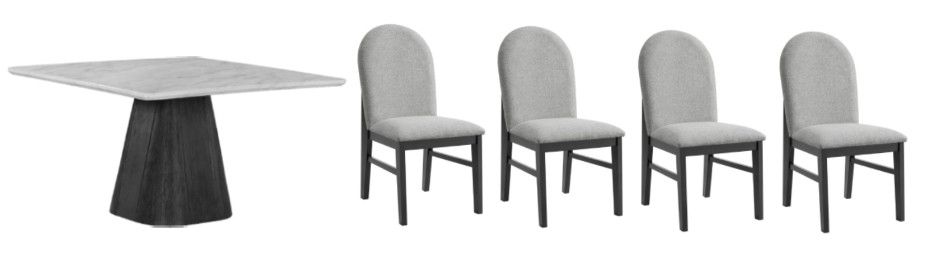 Elements International Edison 5-Piece Black/Light Gray/White Dining Set ...