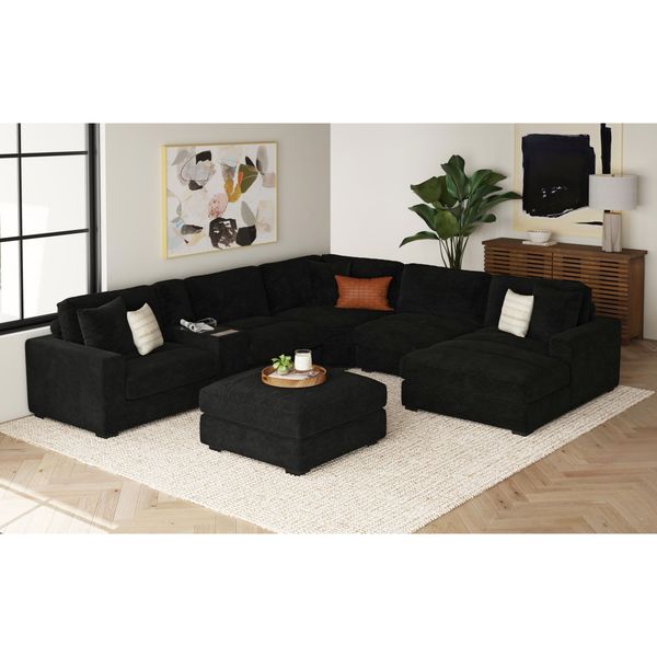 Elements International Arizona 6-Piece Black Modular Sectional and ...