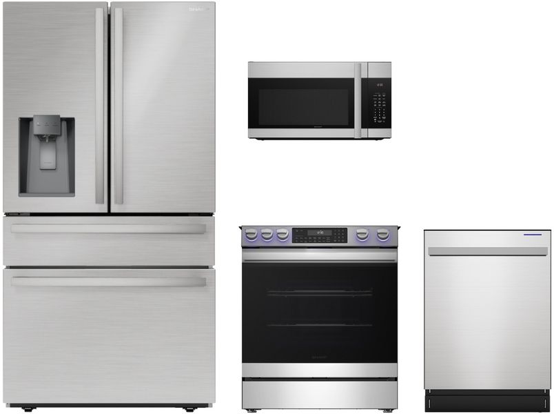 Sharp® 4 Piece Stainless Steel Electric Kitchen Appliance Package | KAM ...