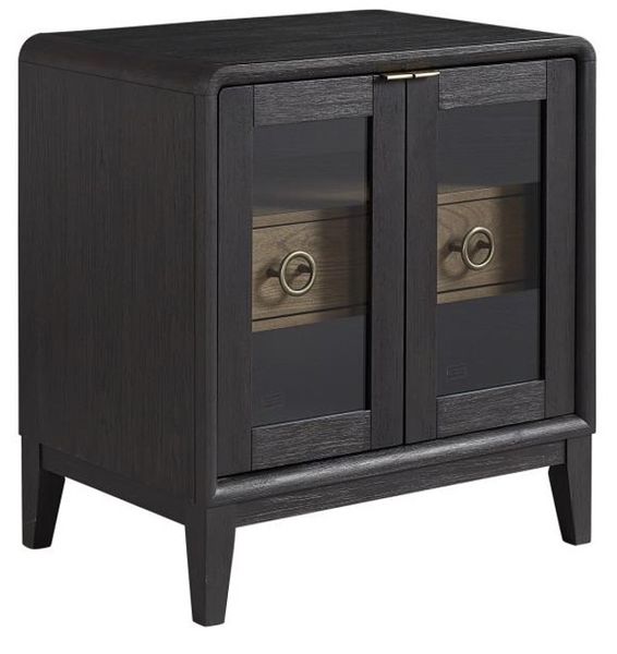 Bernards Elure Latte/Peppercorn Glass Door Nightstand | Darvin ...