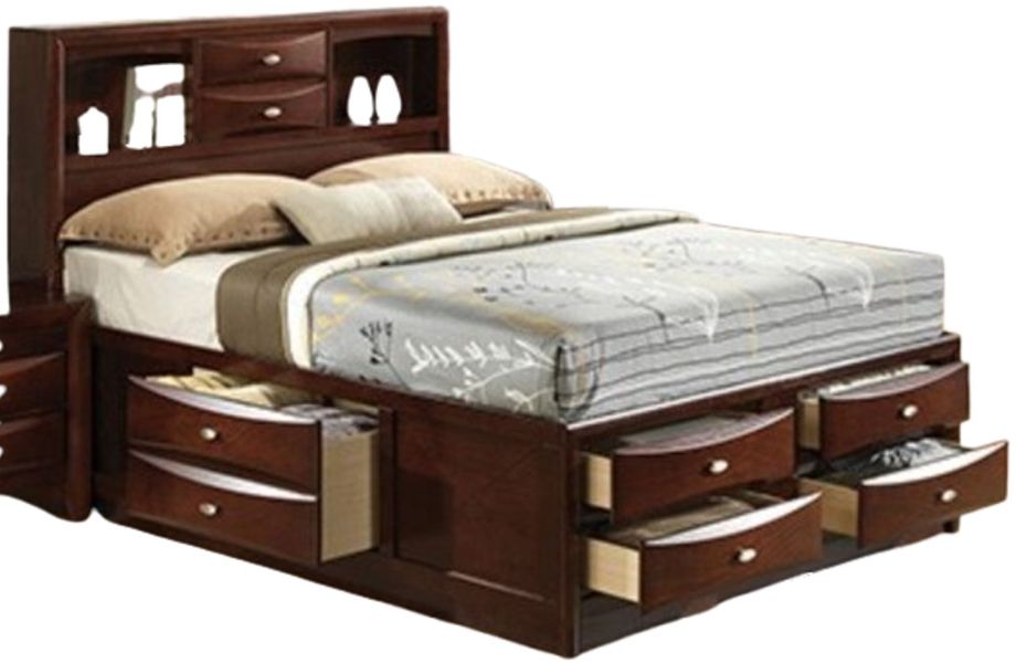 Furniture of America® Zosimo Dark Cherry Queen Bookcase Storage Bed | Midwest Clearance Center ...