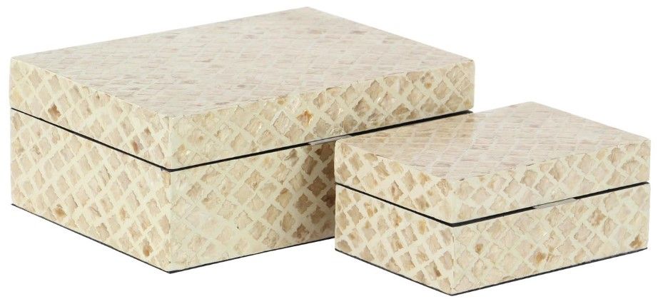 Deco Marche 2-Piece Cream Handmade Box with Hinged Lid Set | Fischer ...