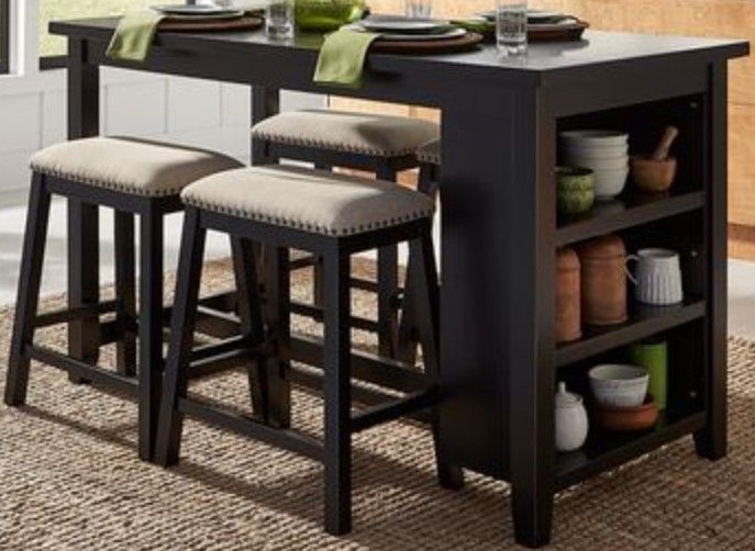 Liberty Furniture Brook Creek 5-Piece Black Counter Table Set ...