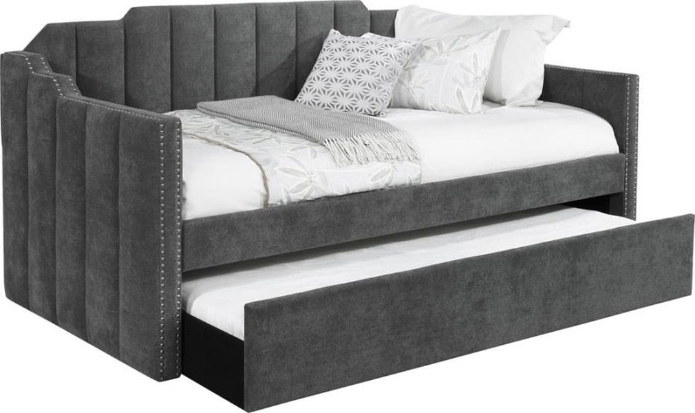 Coaster® Kingston Charcoal Upholstered Twin Daybed with Trundle ...