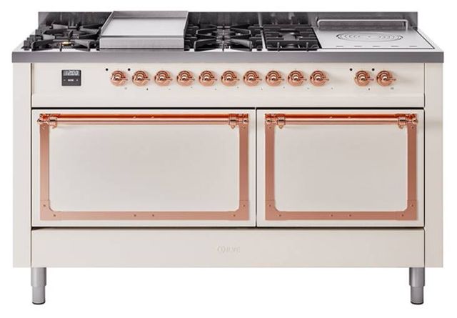 Ilve® Nostalgie II 60'' Antique White Natural Gas Freestanding Dual ...