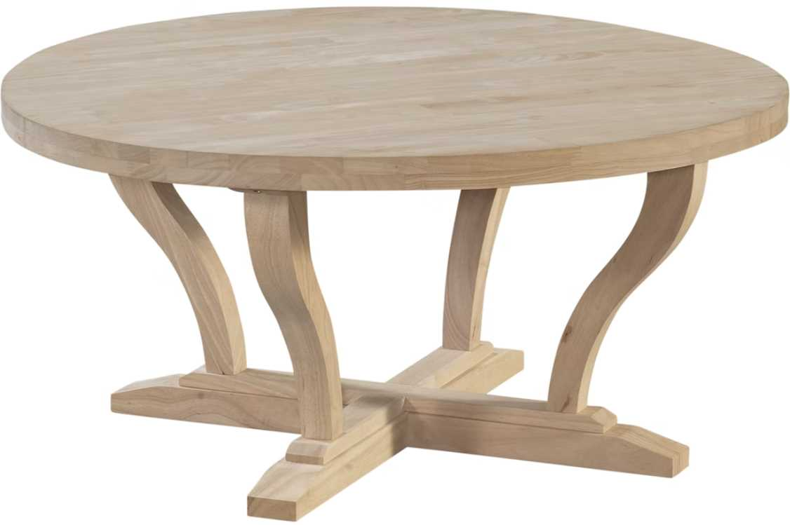 Unfinished wood round coffee table store