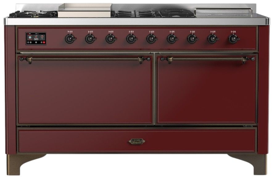 Ilve® Majestic III 60" Burgundy Pro Style Dual Fuel Liquid Propane ...