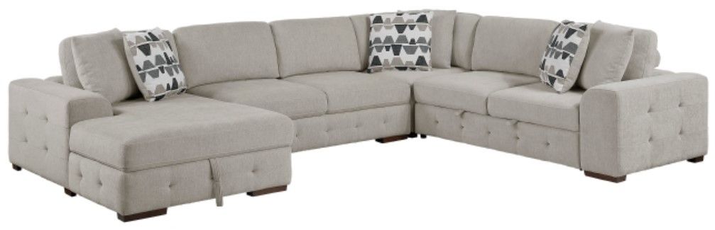 Homelegance® Raife 4-Piece Taupe Left-Arm Facing Sectional and Chaise ...