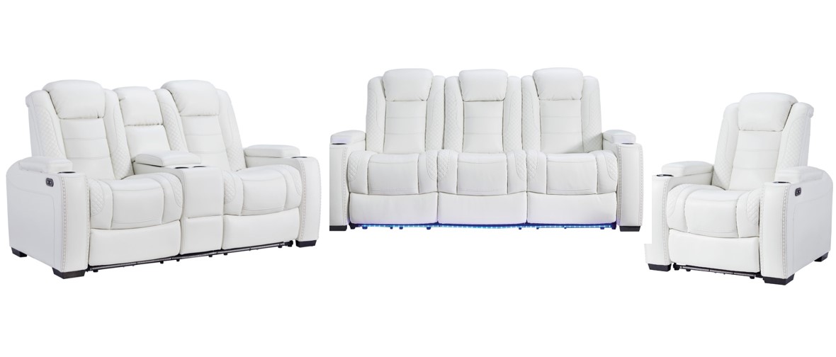 Party time power reclining sofa white store