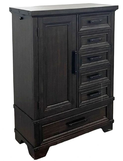 Elements International Colorado City Black Charcoal 6-Drawer Door Chest ...