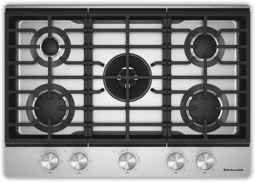 KitchenAid® 30" Stainless Steel Gas Cooktop with 5 Burners and ...