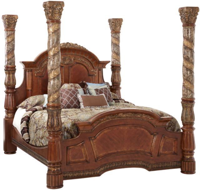 Michael Amini® Villa Valencia® Classic Chestnut Eastern King Canopy Bed ...