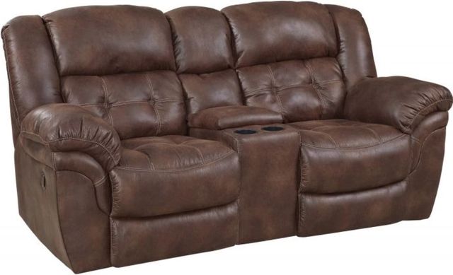 Homestretch 129 Dark Brown Manual Reclining Loveseat With Console