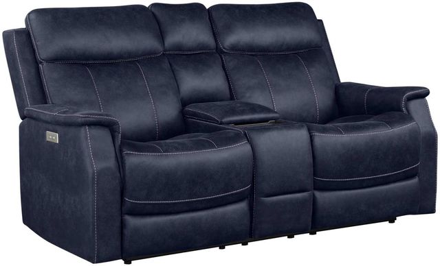Steve Silver Co. Valencia Ocean Blue Dual-Power Reclining Loveseat with ...