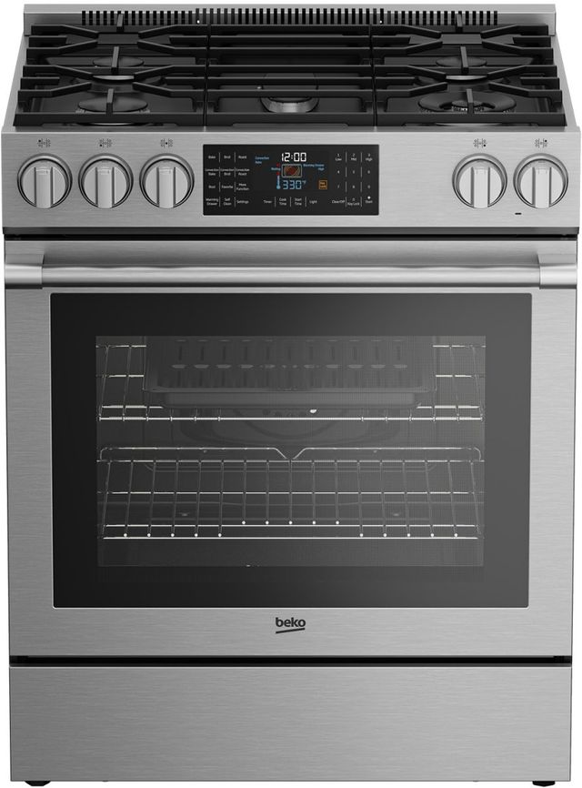 Beko 30" Stainless Steel Slide In Gas Range | Fleck's Furniture ...