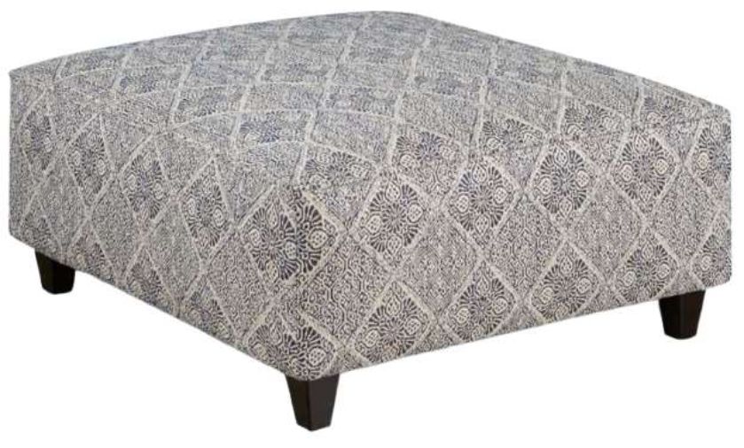 Fusion Furniture Catalina Linen Blue/White Cocktail Ottoman | Carolina ...
