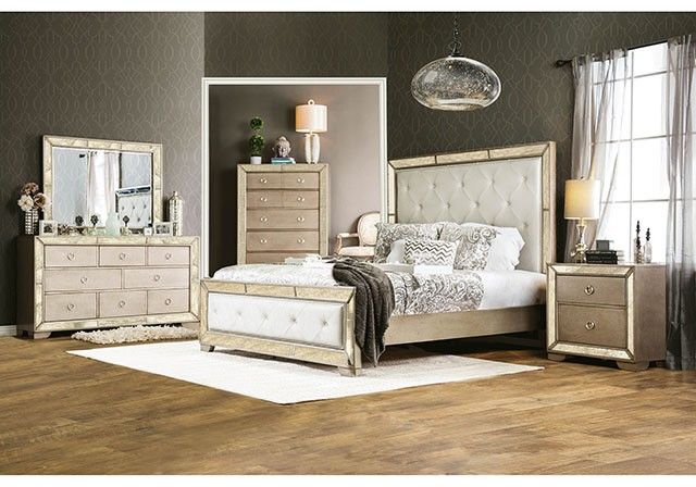 Furniture of America Loraine 5 Piece Champagne Queen Bedroom Set Parks Home Furnishings