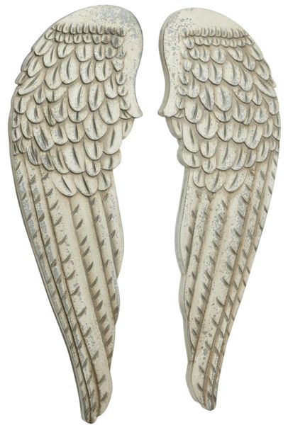 Deco Marche 2-Piece Bird Carved Wings Distressed White Wall Art Set ...