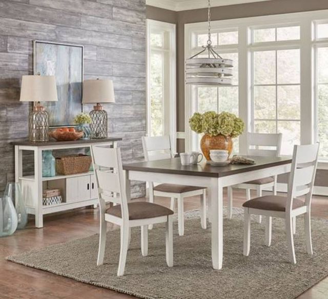 Liberty Brook Bay 5-Piece Carbon Grey/Textured White Trestle Table Set ...