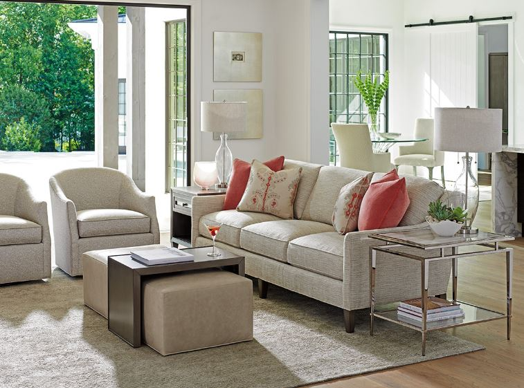 Lexington Home Customizable Ariana Savona Leather Cocktail Ottoman with Slide Logan UT