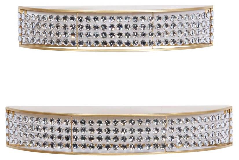 Deco Marche 2-Piece Gold Half-Moon Wall Shelf with Crystal ...