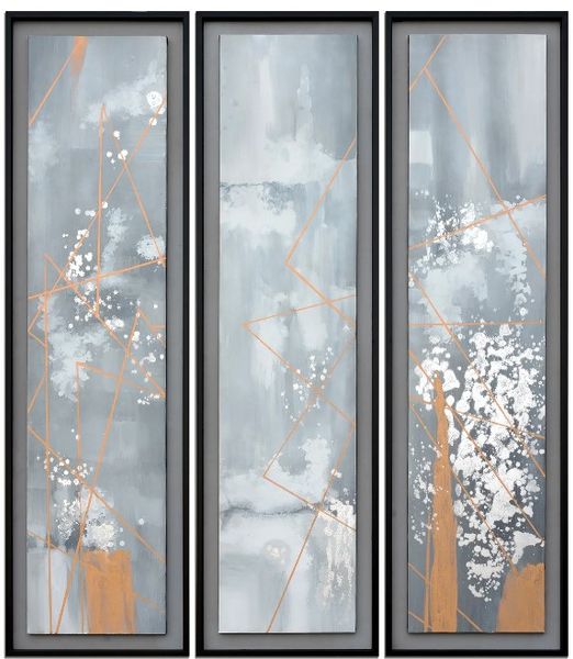 Crestview Collection Lawson 3-Piece Gray/Orange/White Wall Art Set ...