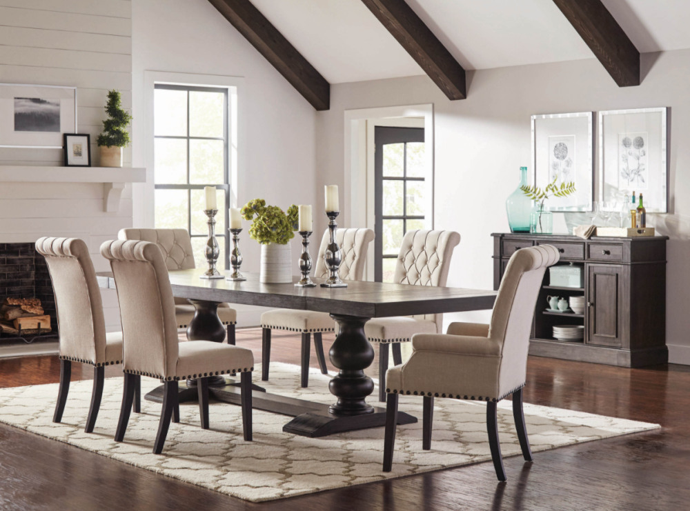 Coaster Phelps 7 Piece Antique Noir Beige Dining Set