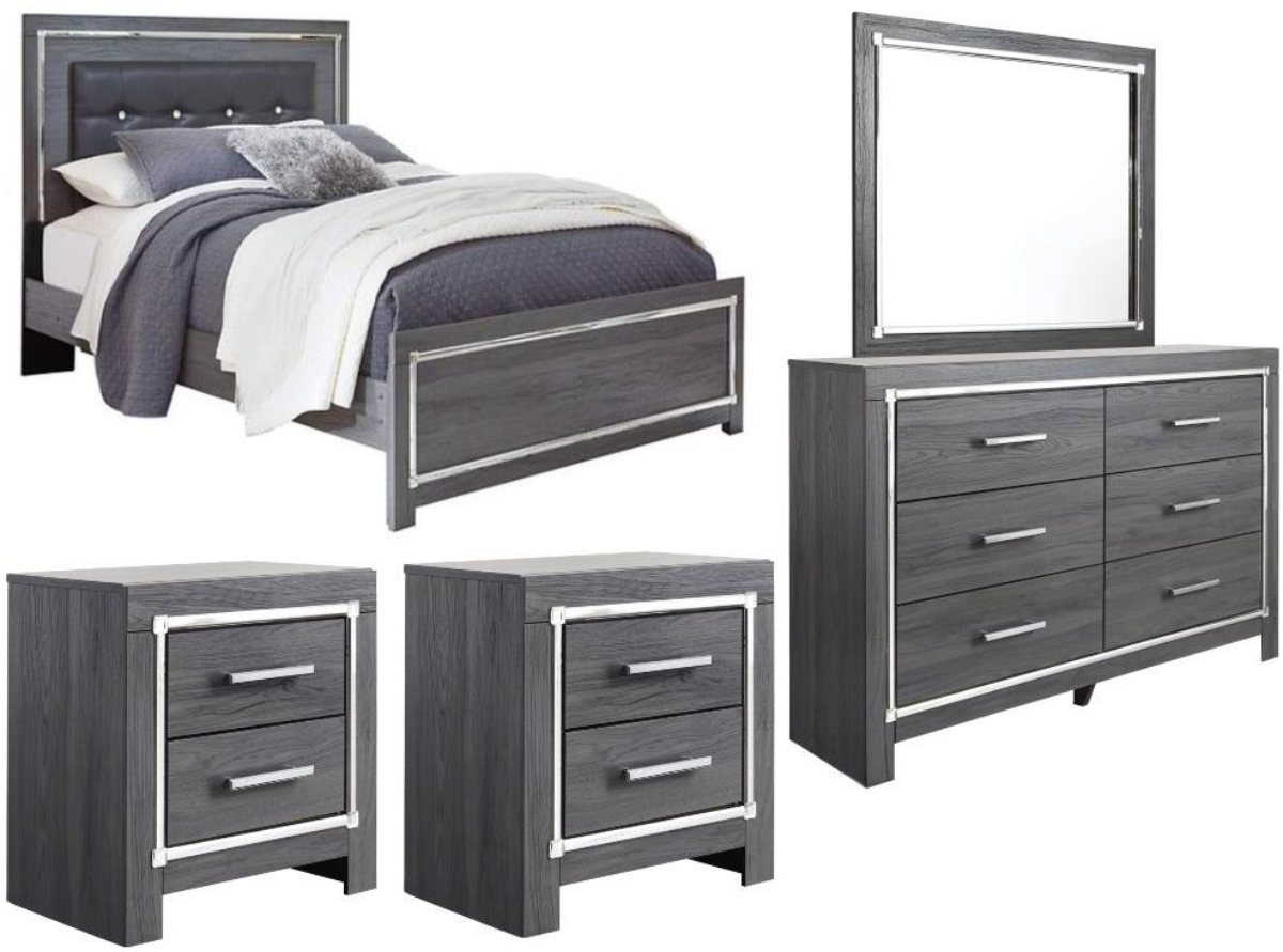 Signature Design by Ashley Lodanna 5 Piece Gray King Panel Bed Set Western Living Furniture and Mattresses in Vernal UT