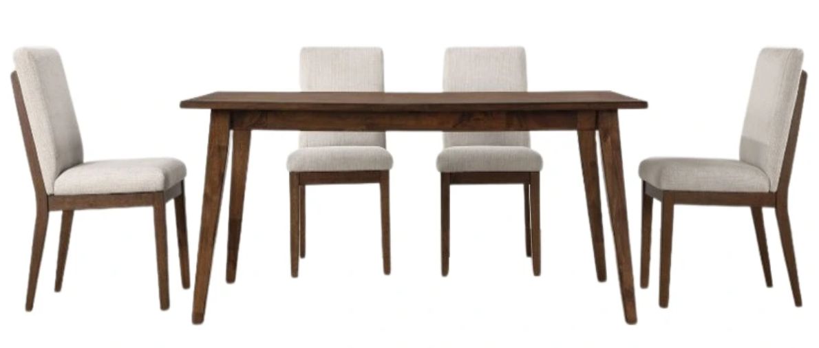 Steve Silver Co. Canton 5-Piece Beige/Brown Cherry Dining Table Set ...