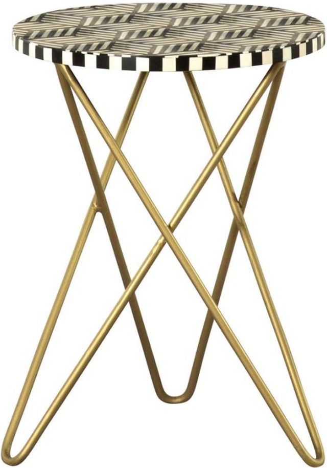 Coaster® Xenia Black and White Accent Table with Gold Hairpin Leg ...