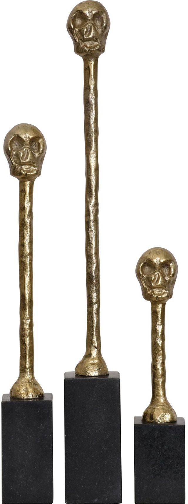 Renwil® Barong Set of 3 Brass Human Skull Statues | Gil's Furniture and ...