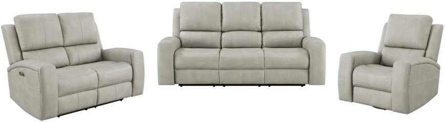 Coaster® Brickston 3-Piece Grey Power Reclining Sofa Set with Power ...