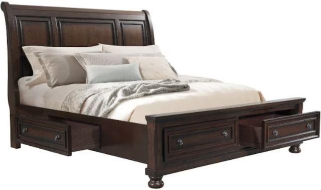 Elements International Kingston Walnut Queen Storage Sleigh Bed ...