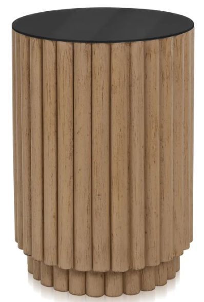 StyleCraft Black Glass Top Side Table with Natural Base | Colder's ...