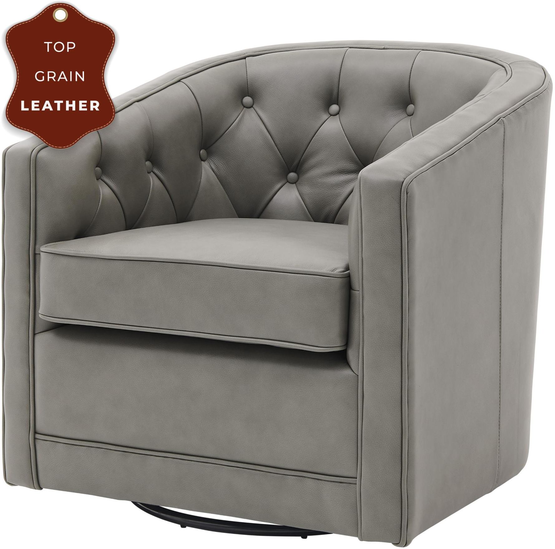 New Pacific Direct Walsh Garrett Gray Leather Swivel Chair
