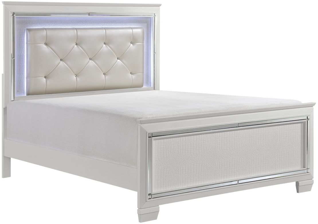 Allura White Wood Cal King Bed with LED Lighting by Homelegance