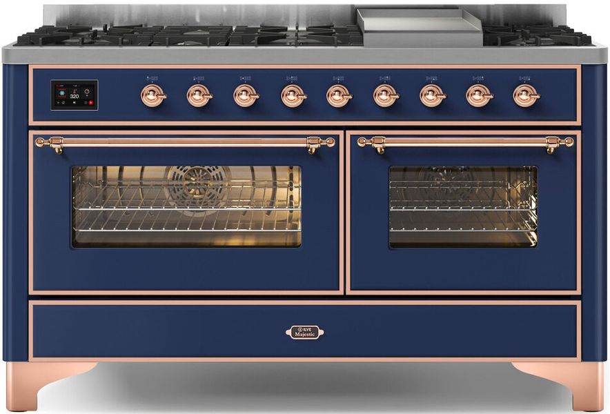 Ilve® Majestic II Series 60" Midnight Blue Pro Style Dual Fuel Natural ...