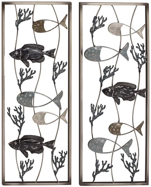 Deco Marche 2-Piece Blue Fish Wall Decor Set | Fischer Furniture ...