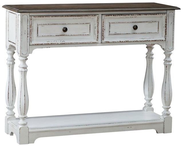 Liberty Magnolia Manor Antiqued White/Weathered Bark Hall Console ...