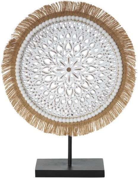 Deco Marche White Handmade Seagrass Fringed Sculpture with Black Base ...