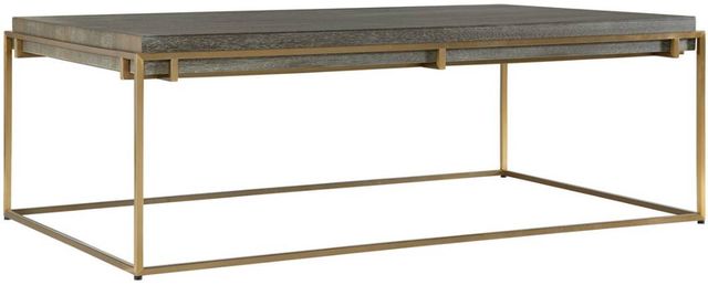 Uttermost® Surround Brushed Brass/Dark Walnut Coffee Table | Harris Furniture | Spokane, WA