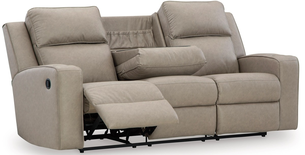 Signature Design by Ashley Lavenhorne Pebble Reclining Sofa with Drop Down Table