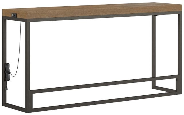 HH2 Home Reserve Light Brown Sofa Table with Brushed Bronze Base ...