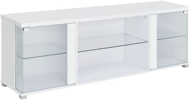 Elements International Chandra Glossy White 70" TV Stand with LED ...